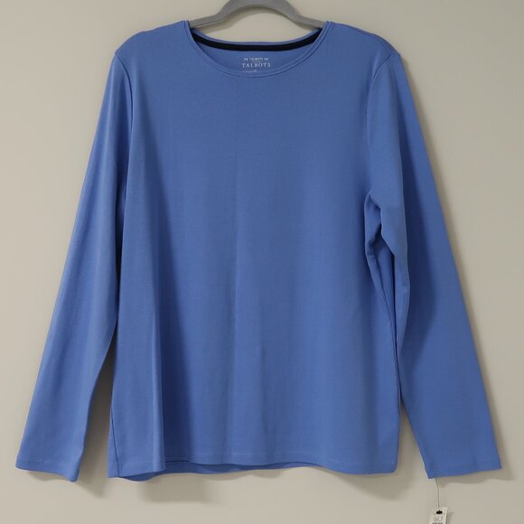 Talbots | Tops | Talbots Pima Cotton Longsleeve Crewneck Tee Light Blue ...
